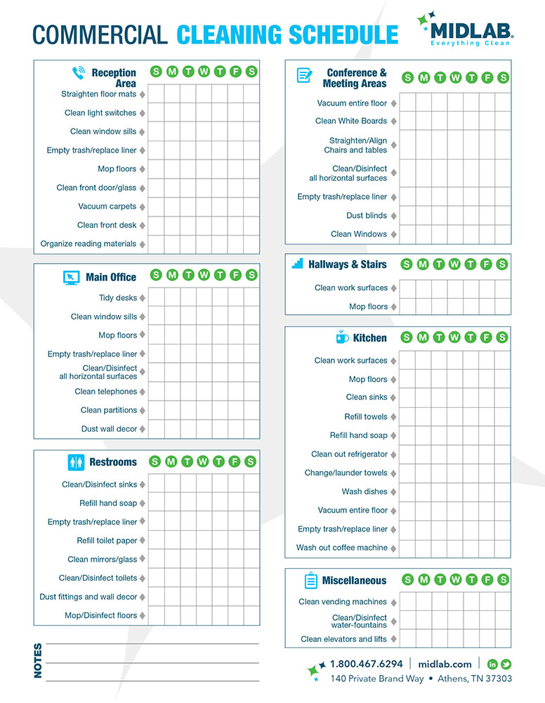 Commercial Cleaning Schedule Midlab Inc 